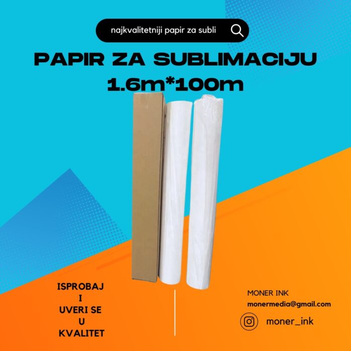 PAPIR ZA SUBLIMACIJU 1.6 x 100m - Moner Ink